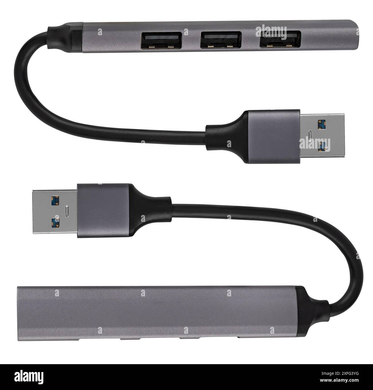 USB hub, card reader for multiple USB ports, on a white background in ...