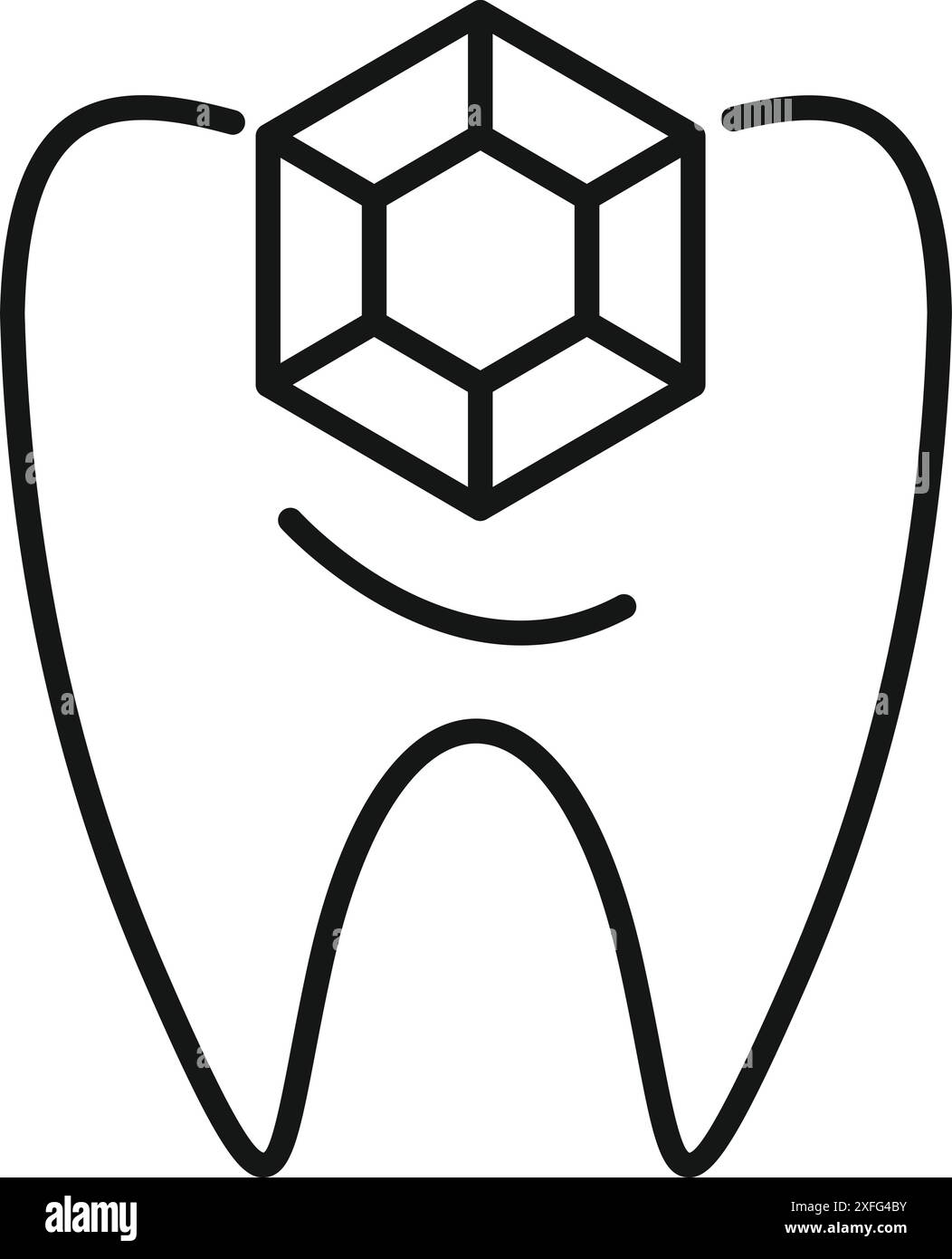 Line art icon logo featuring a tooth and a crystal, symbolizing strong ...