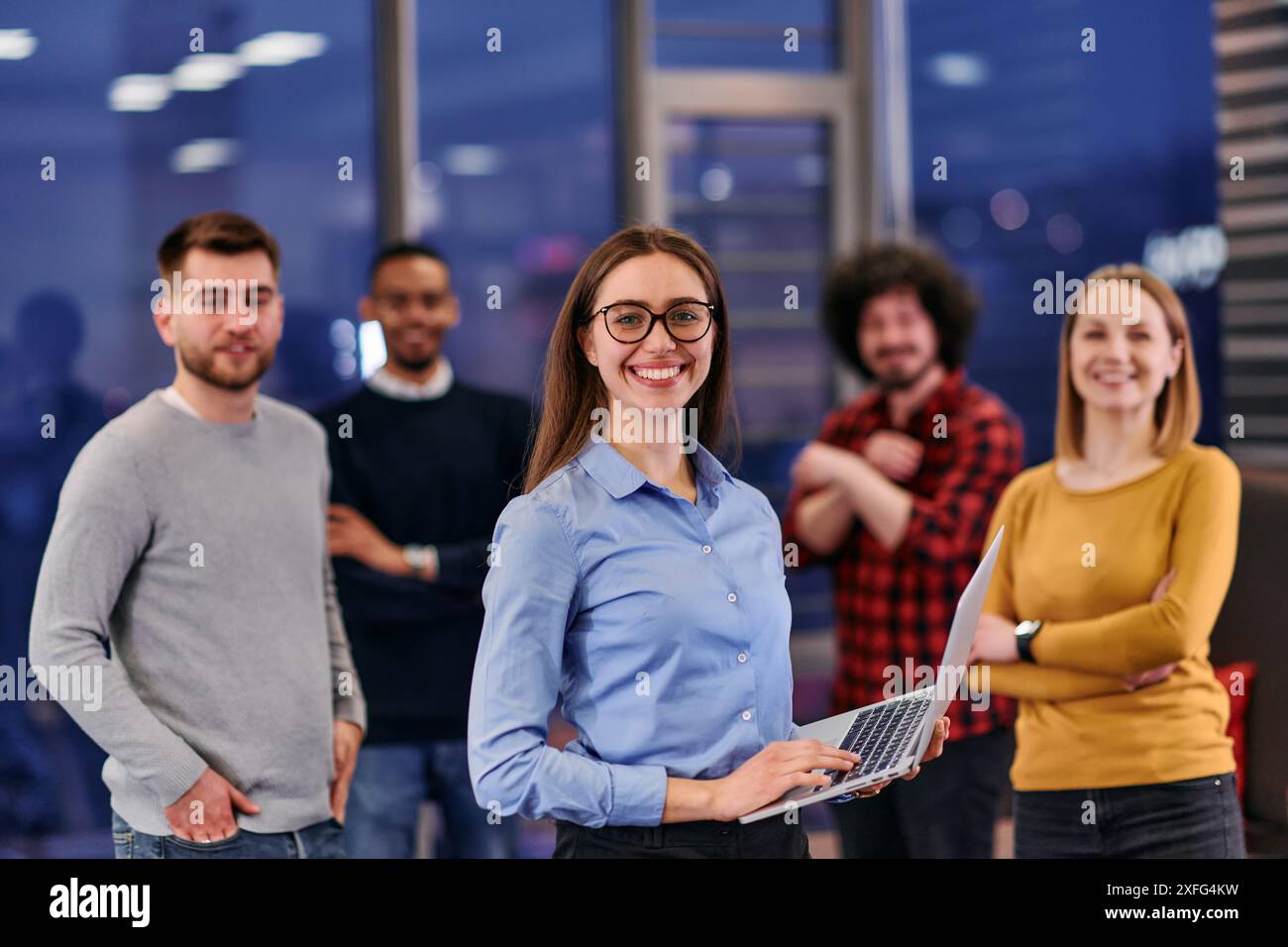 Confident Business Team Standing United to Represent Their Company ...