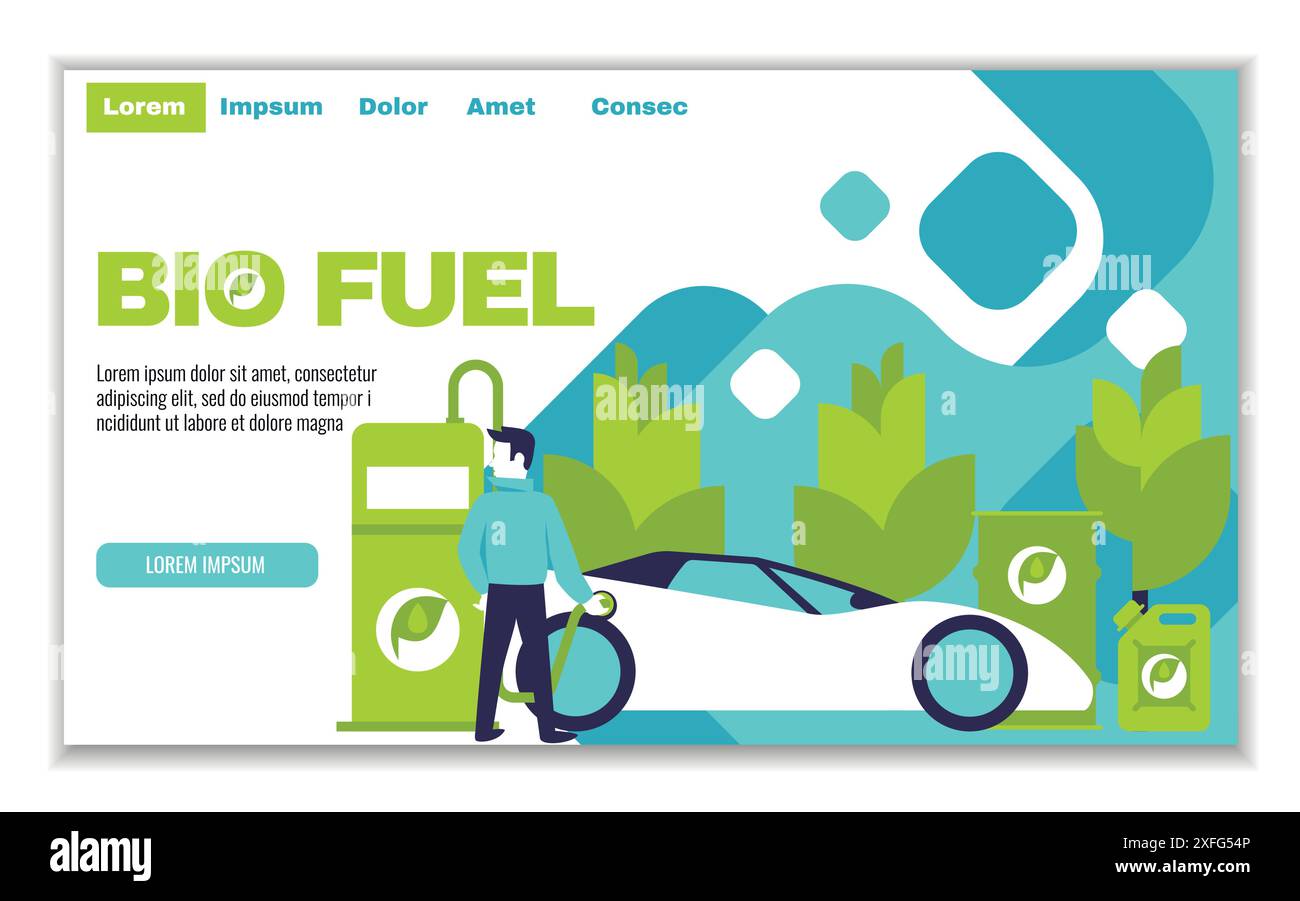 Website template of bio fuel, for graphic and web design, flat design ...