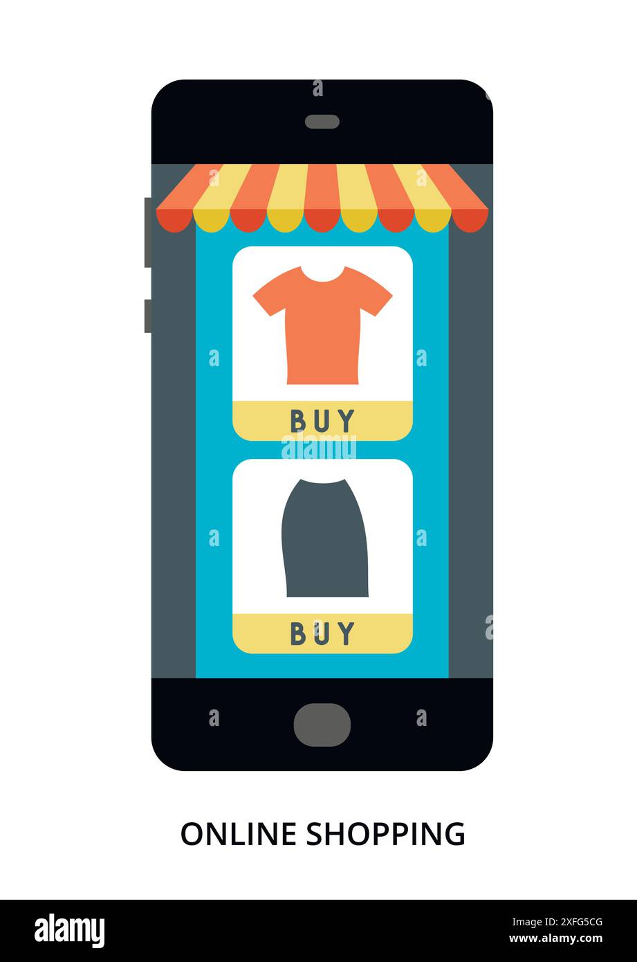 Online Shopping concept on black smartphone with different user ...