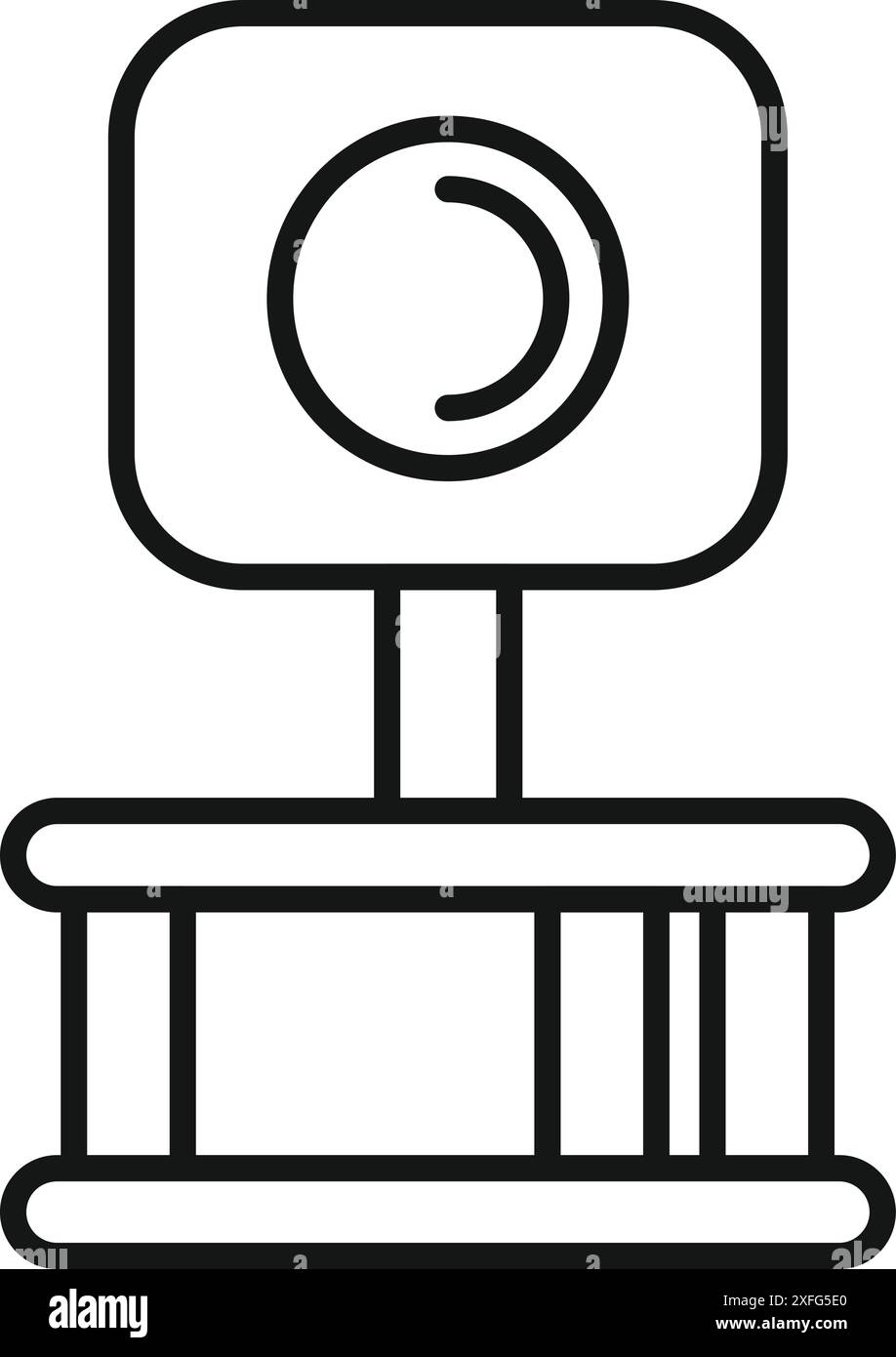 Line icon style illustration of a speed camera monitoring traffic speed ...