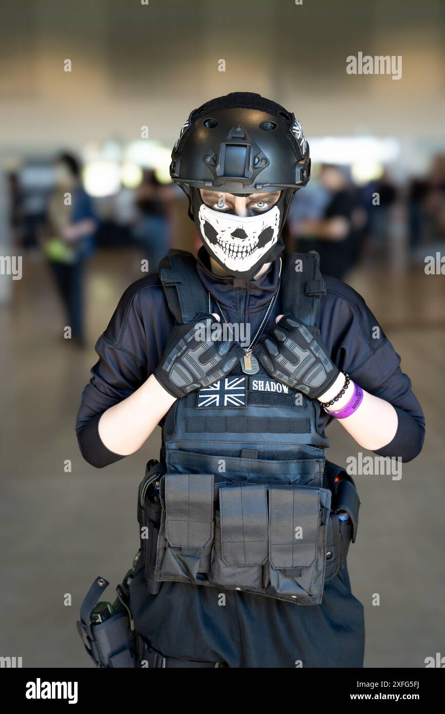 Harrogate Uk June 22 2024 A Close Up Portrait Of A Female Cosplayer At A Comic Con Event