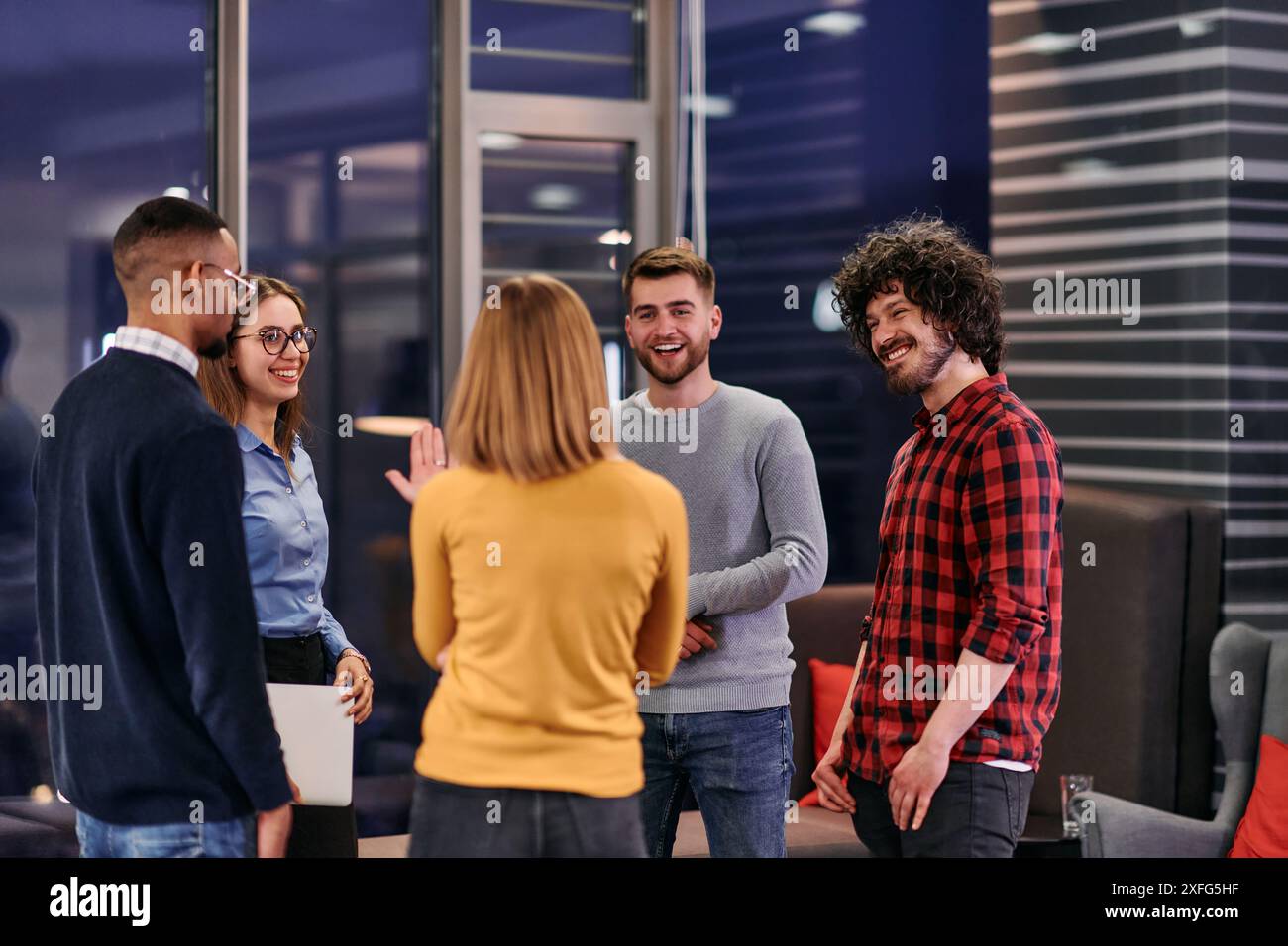 Multicultural Business Team Brainstorming During Coffee Break Stock ...