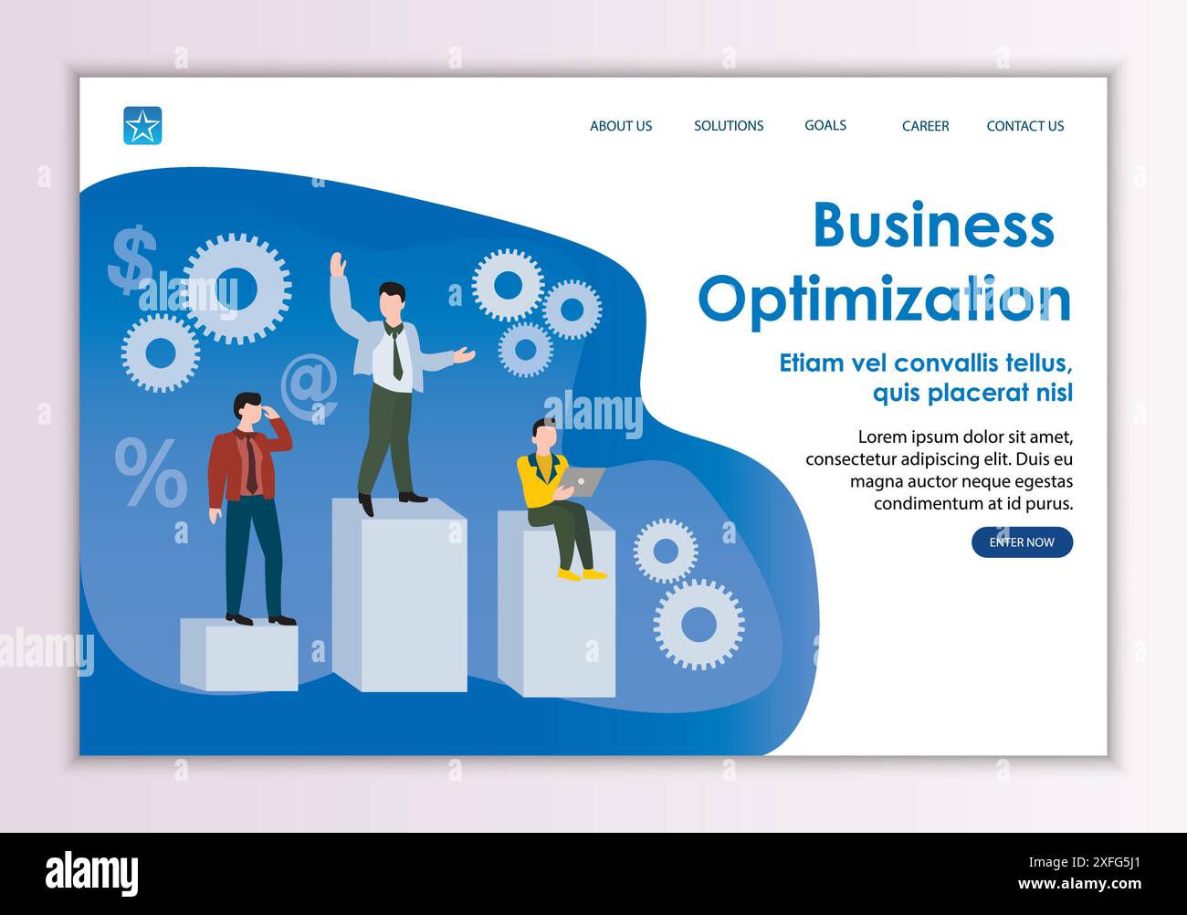 Creative website template of business optimization concept, modern flat ...