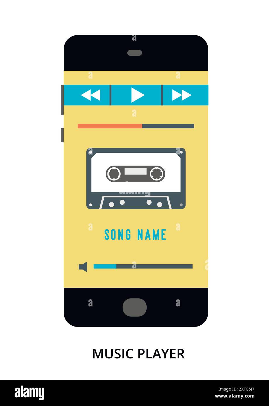 Music Player concept on black smartphone with different user interface ...