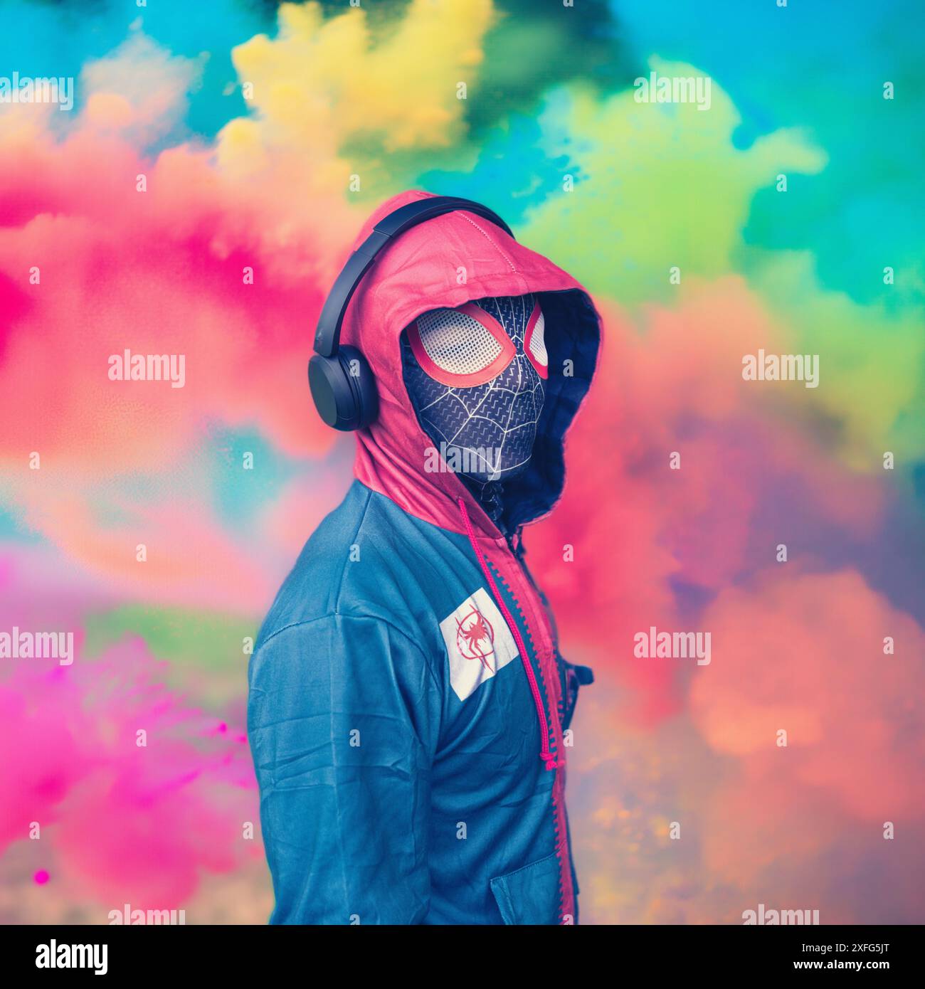 HARROGATE, UK - JUNE 22, 2024. Close up of a male cosplayer wearing a ...