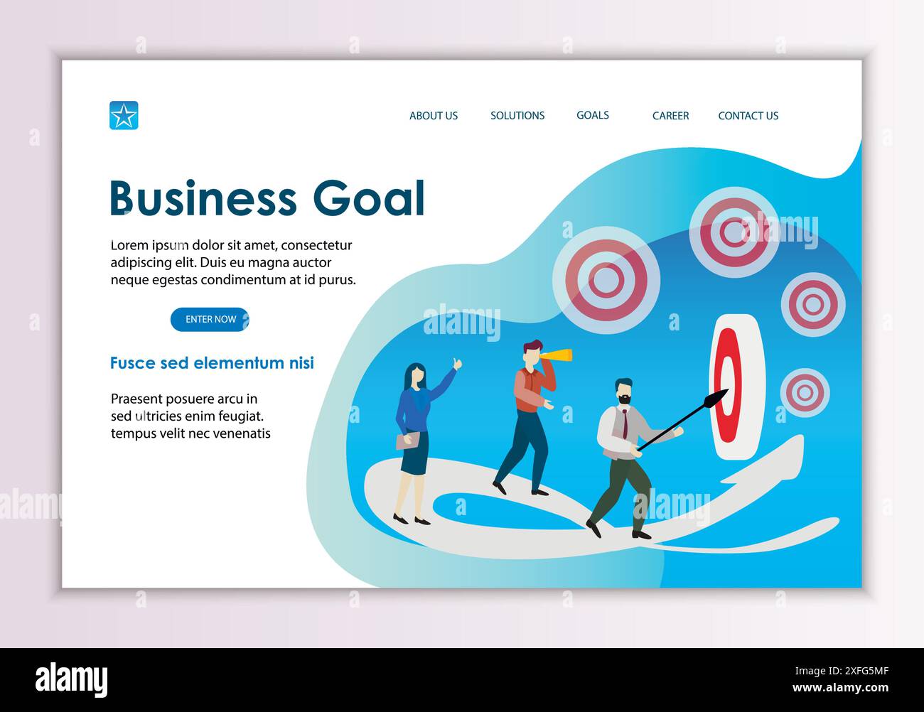 Creative website template of business goal concept, modern flat design ...