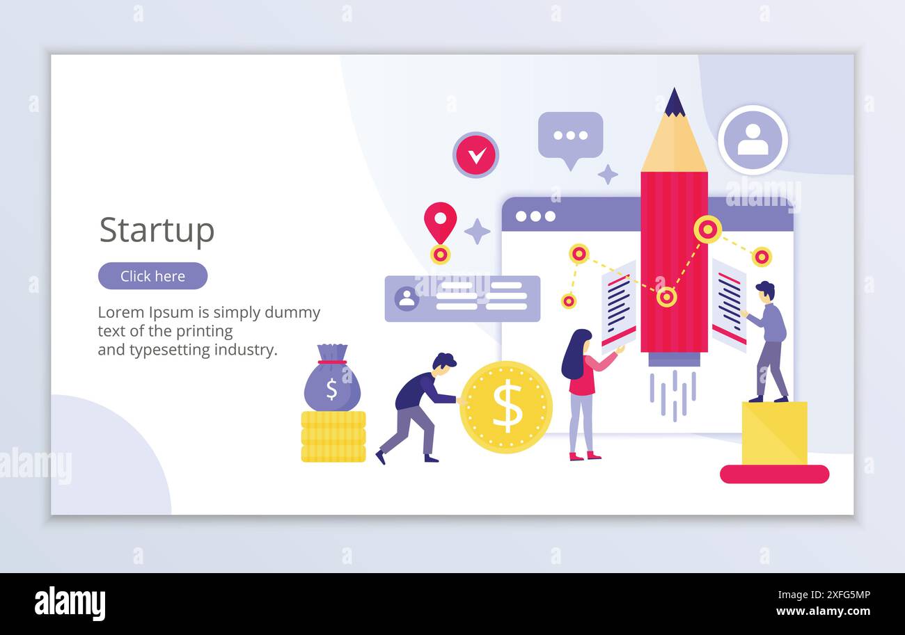 Creative website template of startup concept, modern flat design vector illustration, for ...