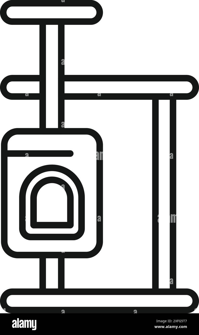 Line drawing of a modern cat tree with a scratching post and a condo ...