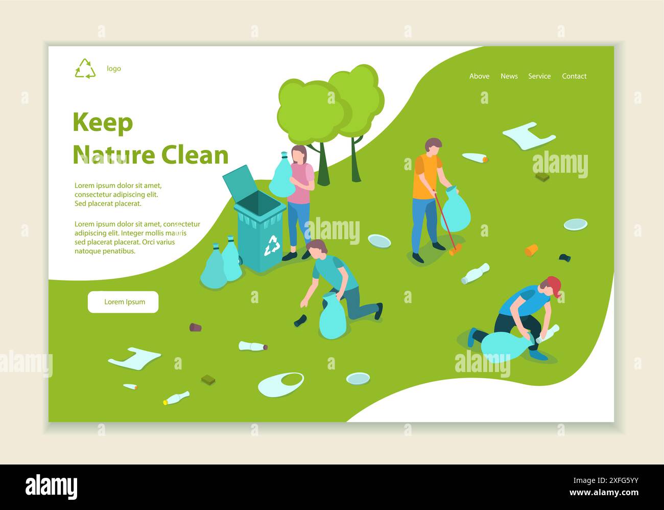 Concept of keep nature clean, website template, 3D isometric style ...