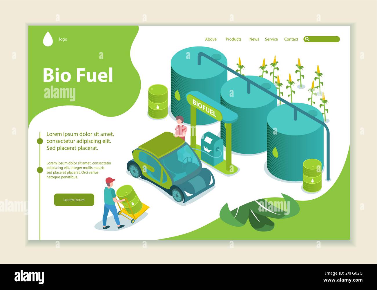 Concept of bio fuel, generation and saving green energy, website ...