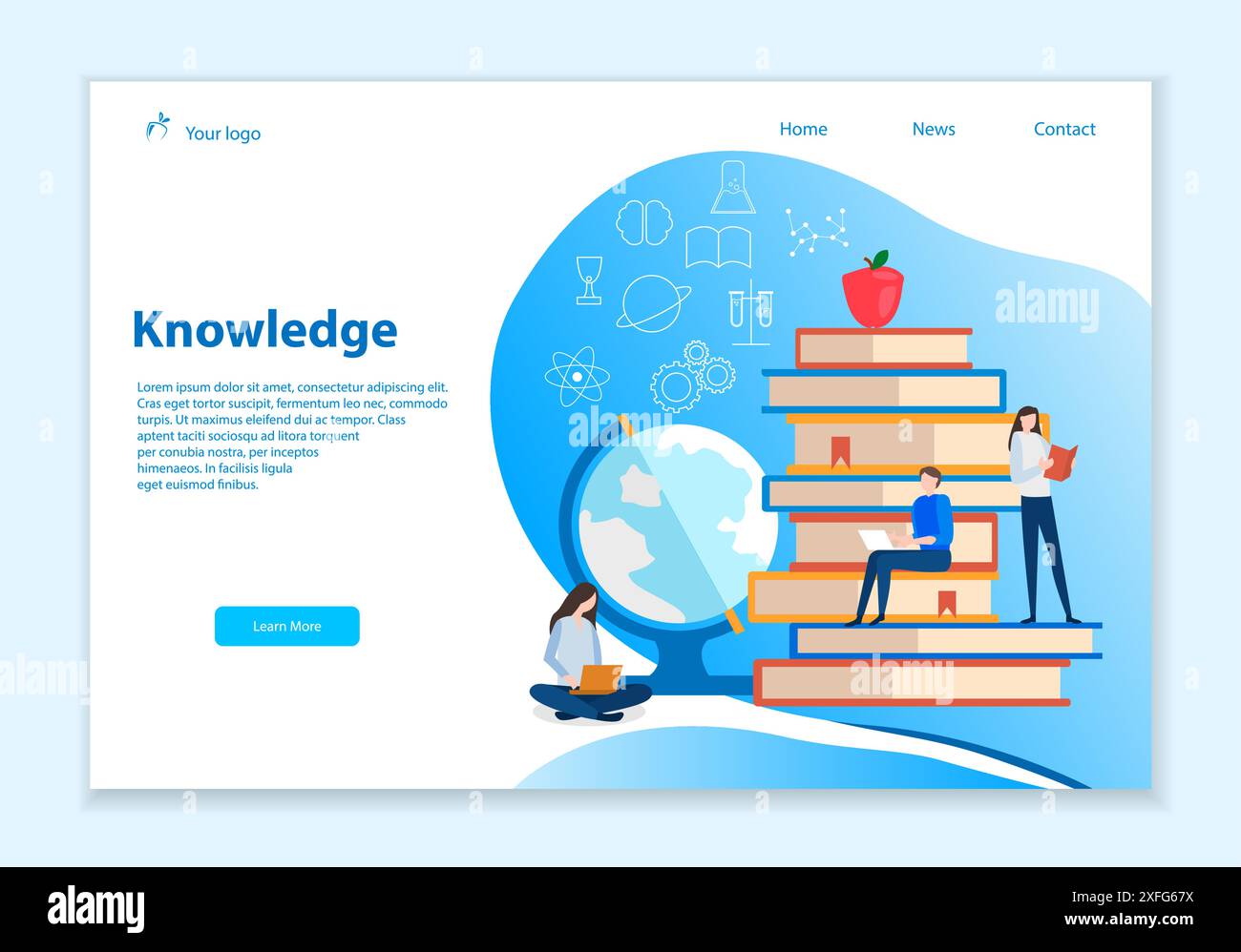 Concept of knowledge, website template, 3D isometric style vector ...