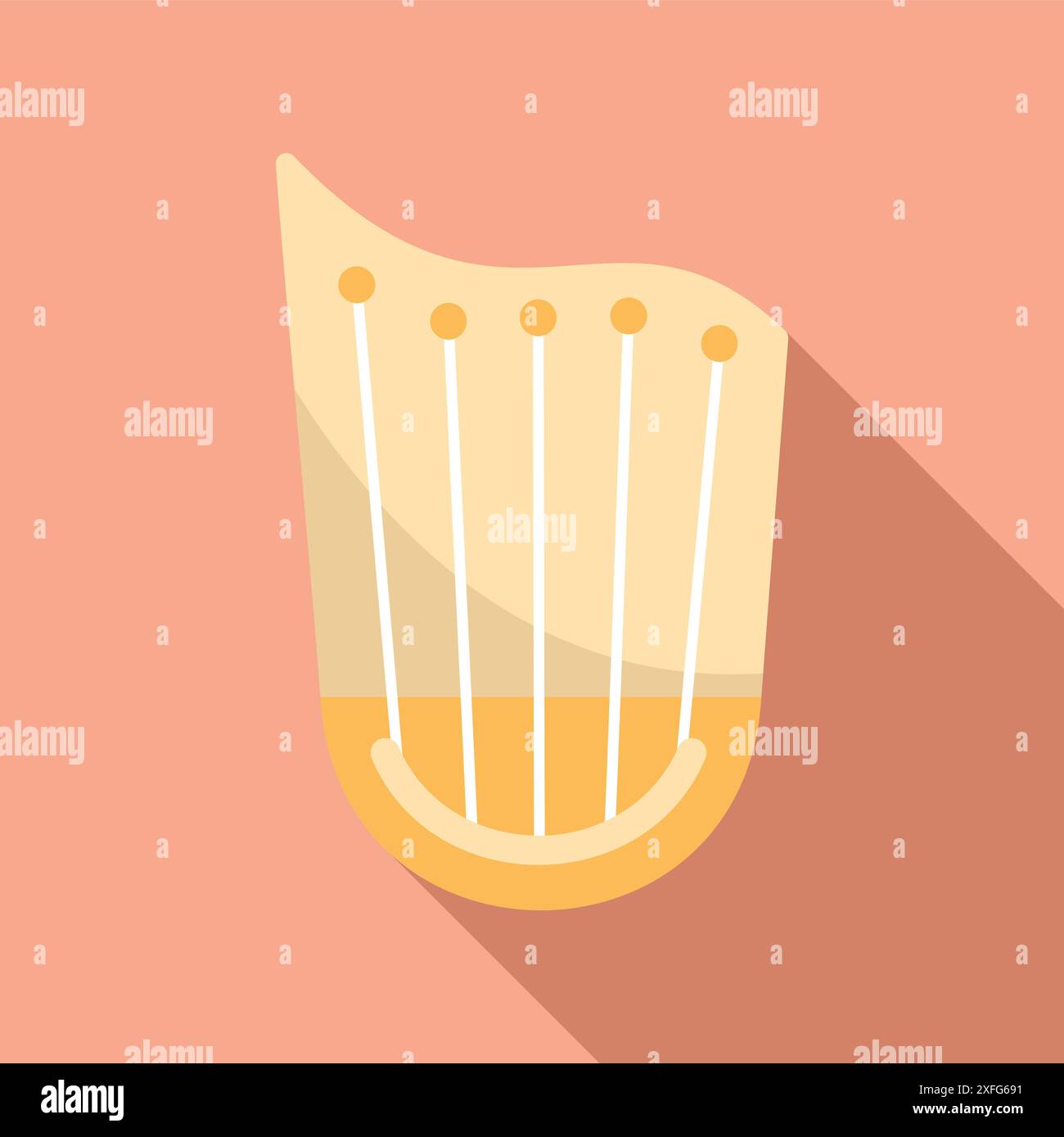 Ancient harp is depicted in a flat, minimalist style, evoking classical ...