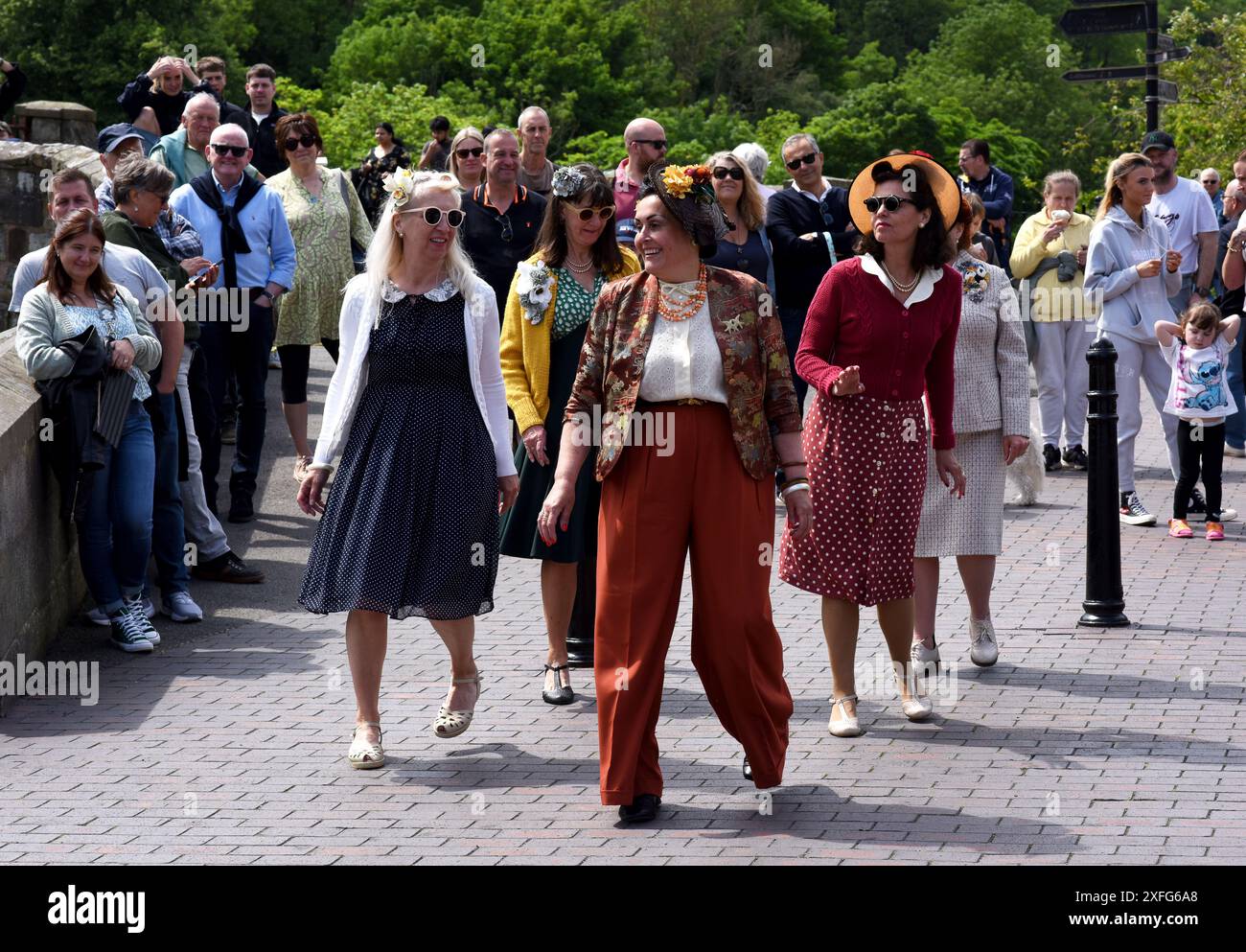 World War Two weekend in the Ironbridge, Shropshire. Visitors dancing ...