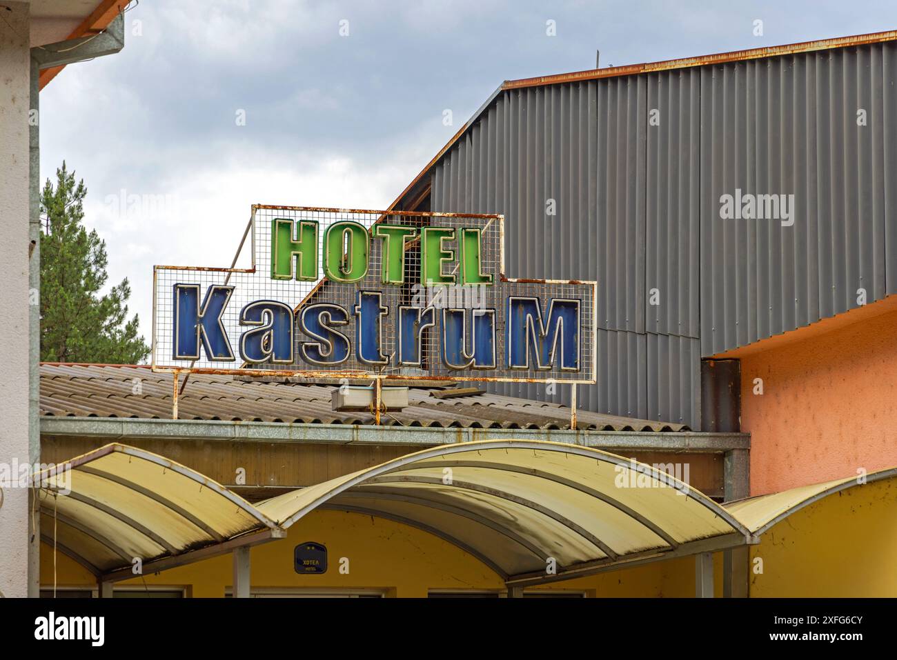 Gamzigrad, Serbia - June 11, 2022: Old Style Rusty Neon Sign Hotel ...