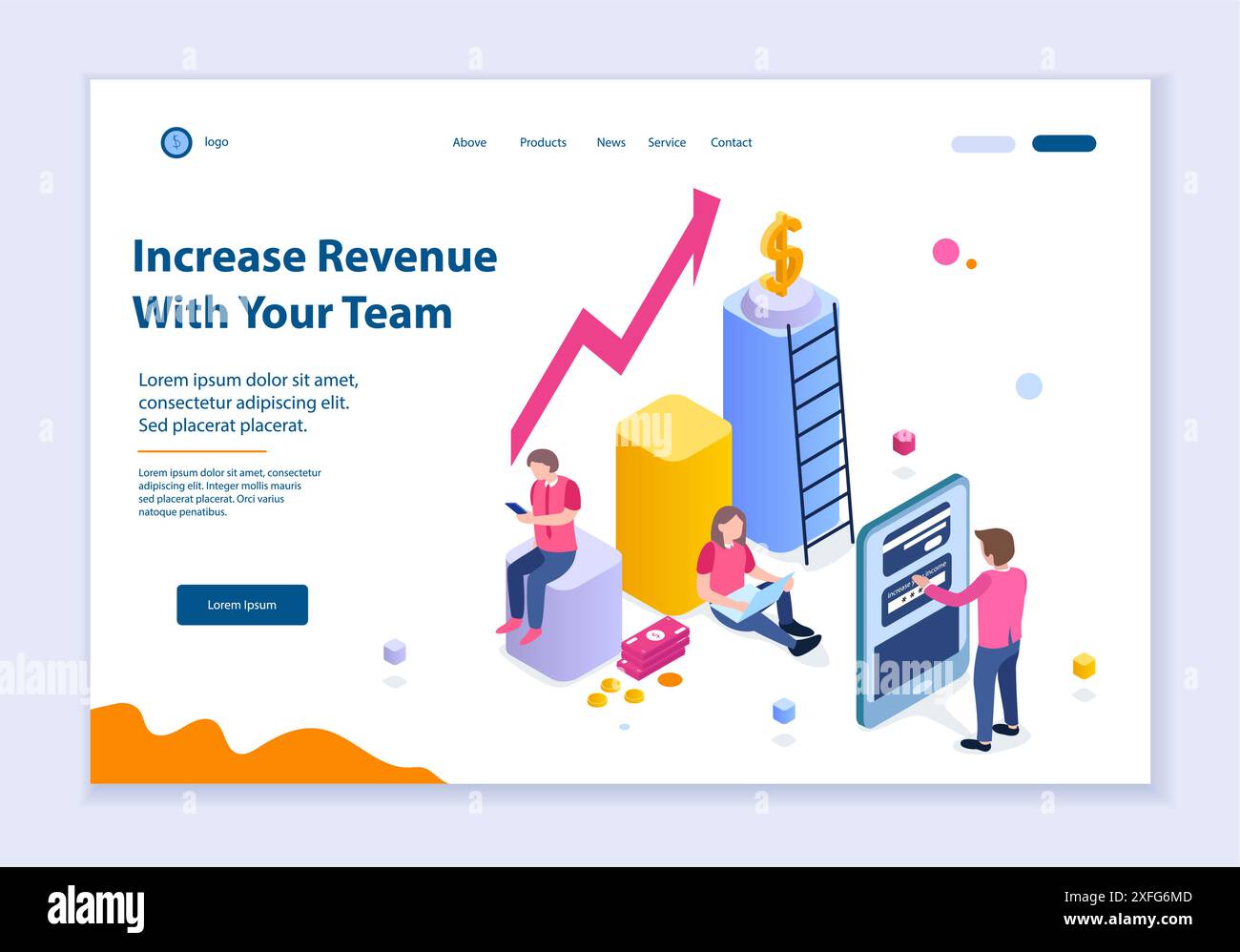 Creative website template of Increase Revenue with Your Team concept ...