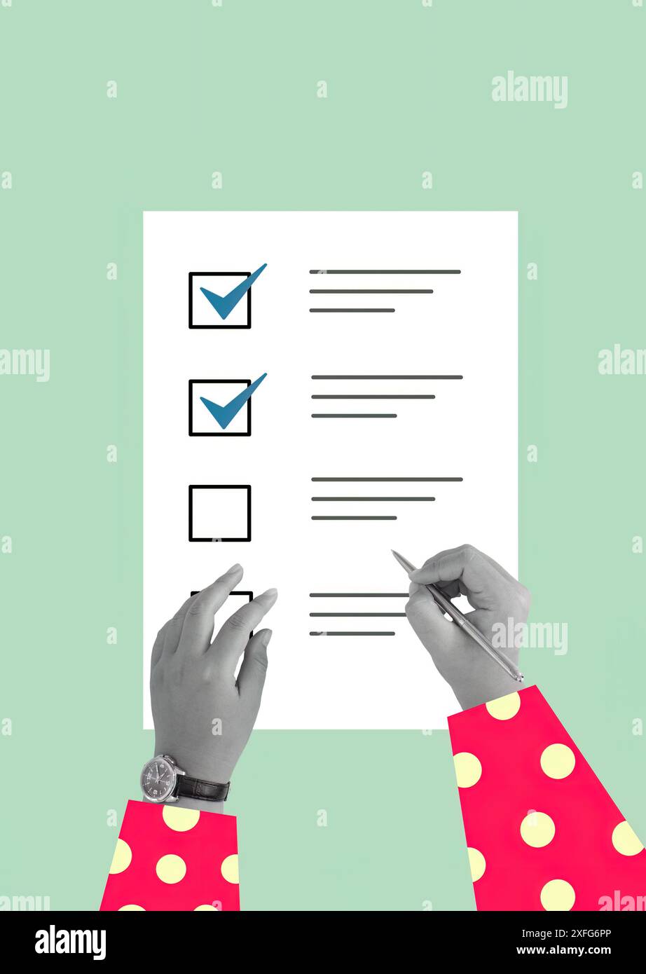 Creative Checklist Collage with Hands Marking Tasks on Paper Against ...