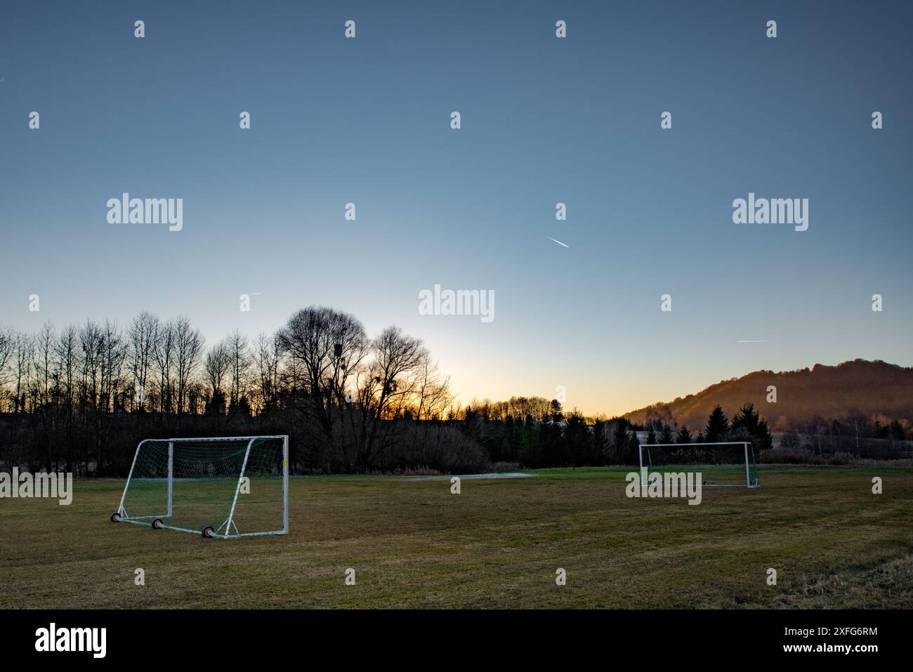 soccer field, Bavaria, village, village children, football field, goal ...
