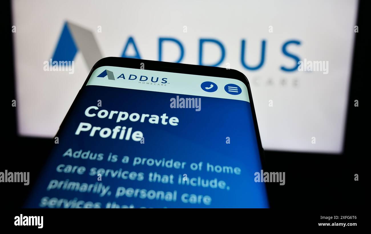 Smartphone with website of US home care company Addus HomeCare ...