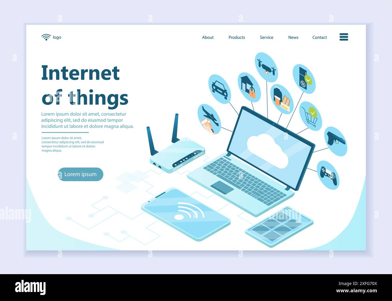 Web template of internet of things concept, modern flat design vector ...
