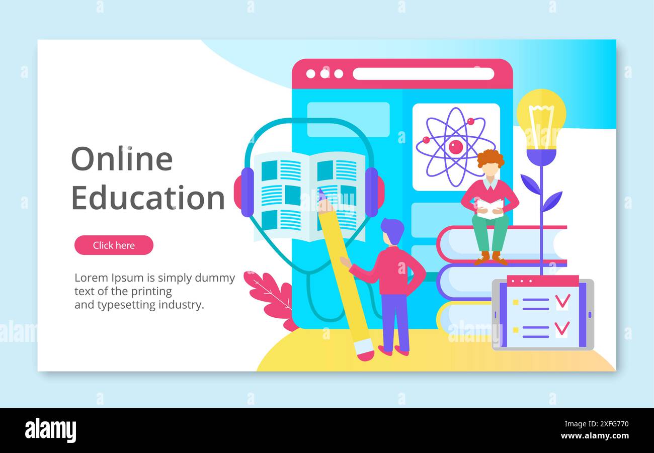 Concept of Online Education, website template, modern flat line design ...