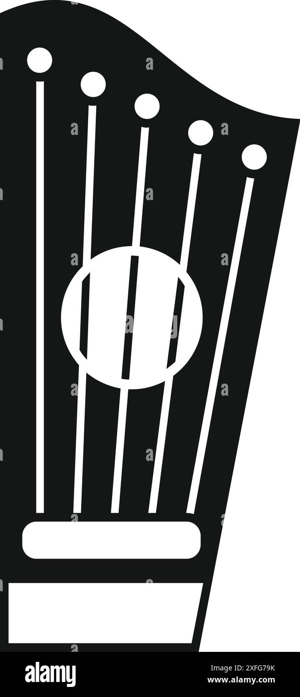 Black and white icon of a gusli, a traditional russian stringed musical ...