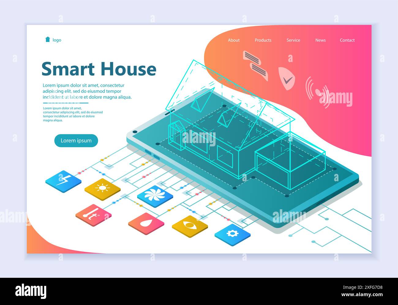 Web template of smart house concept, modern flat design vector ...