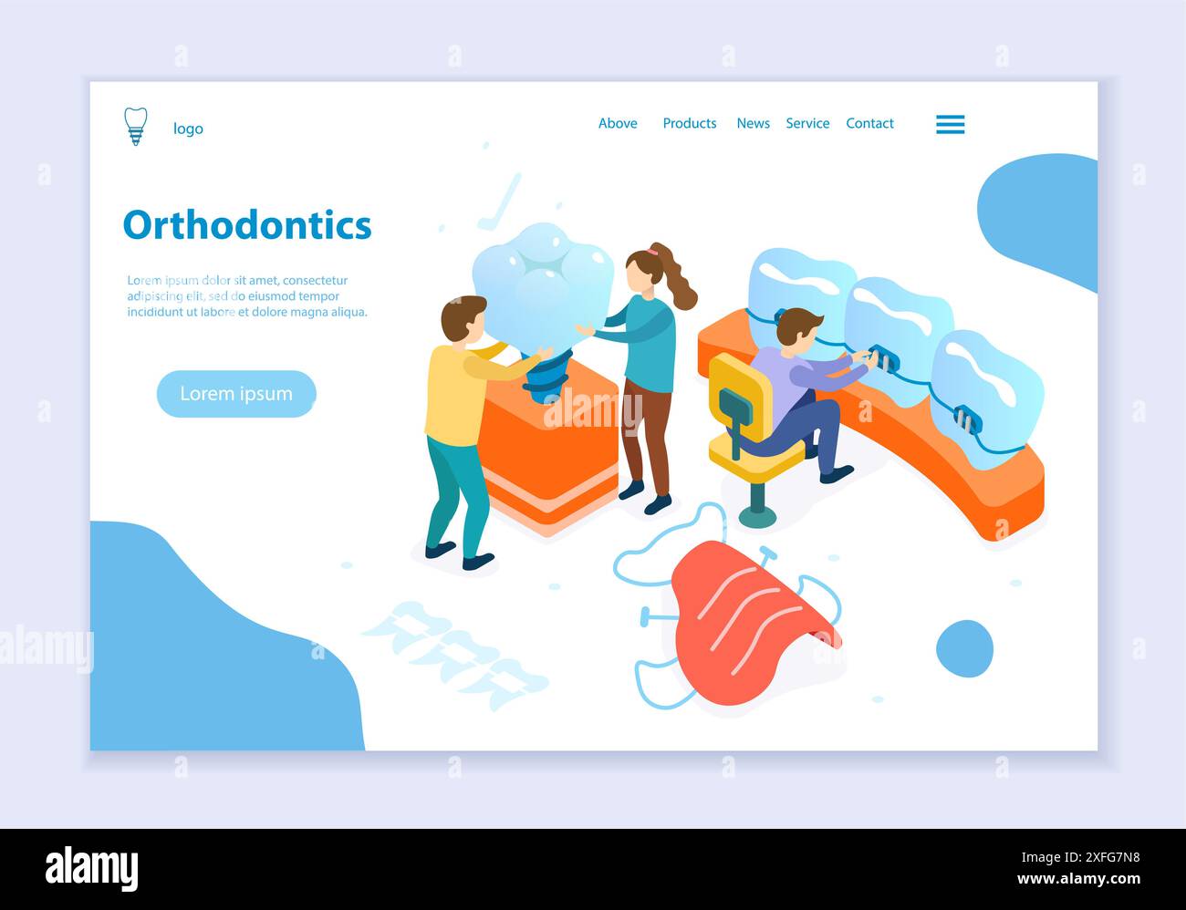 Concept of orthodontics, web template, 3d isometric vector illustration ...