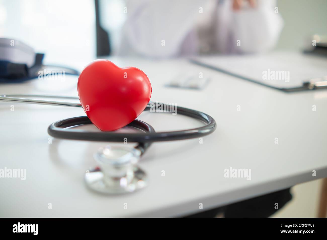 Doctors use stethoscope to listen patient heartbeat to find faults in ...