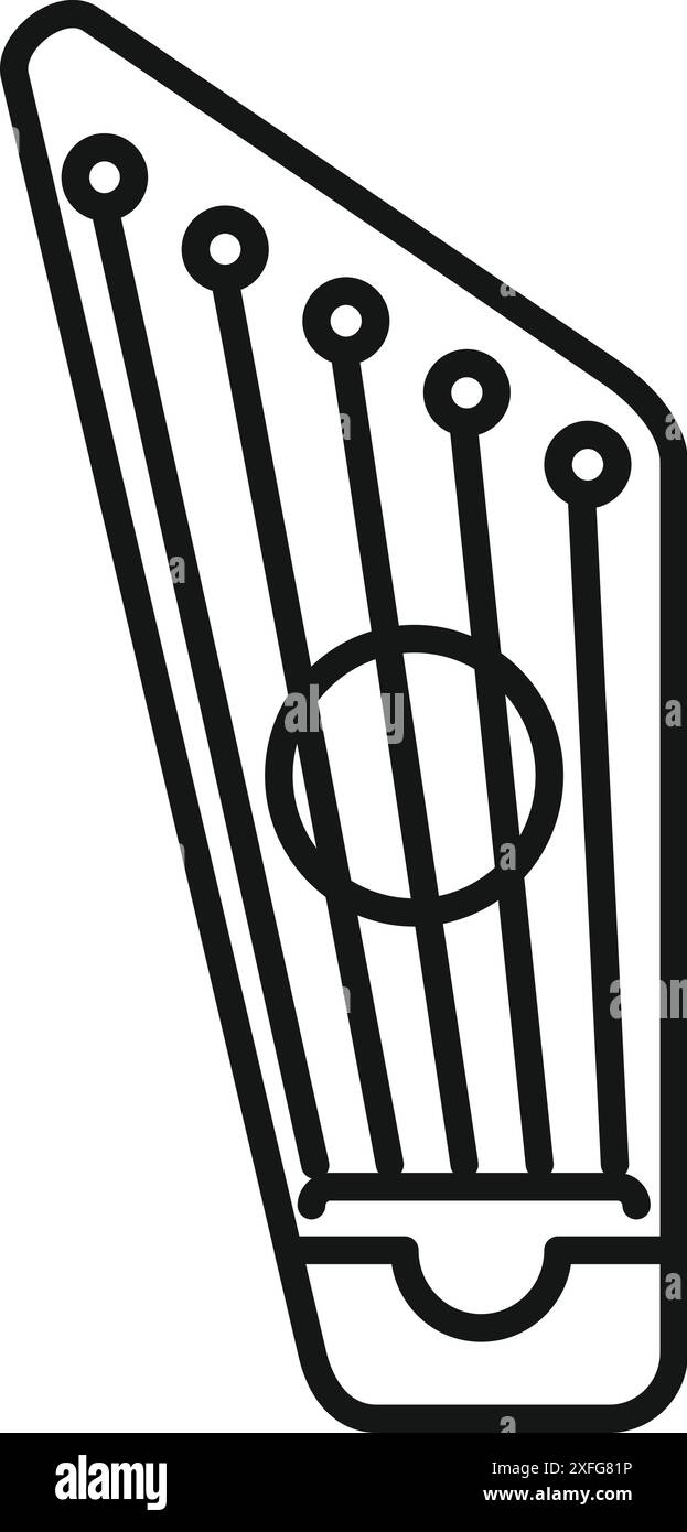 Line art icon of a gusli, a traditional russian stringed musical ...