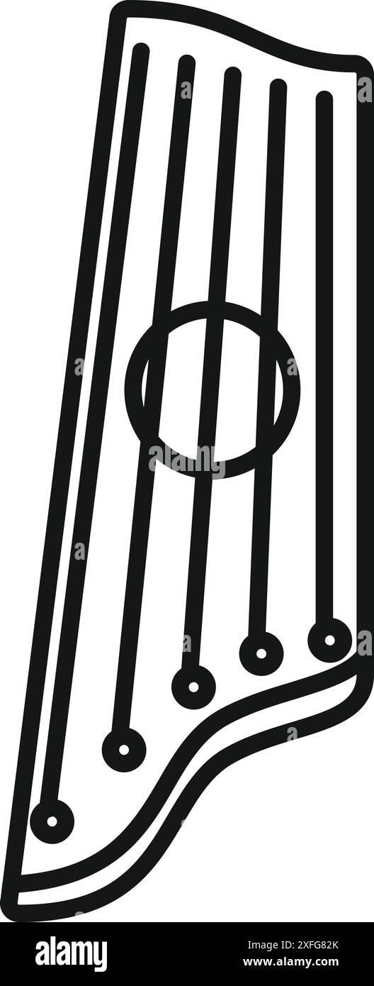 Simple line icon of a kantele, a traditional finnish string instrument ...