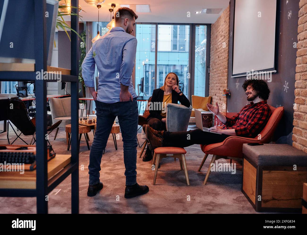 Office Colleagues Enjoying Break Time Together Stock Photo - Alamy