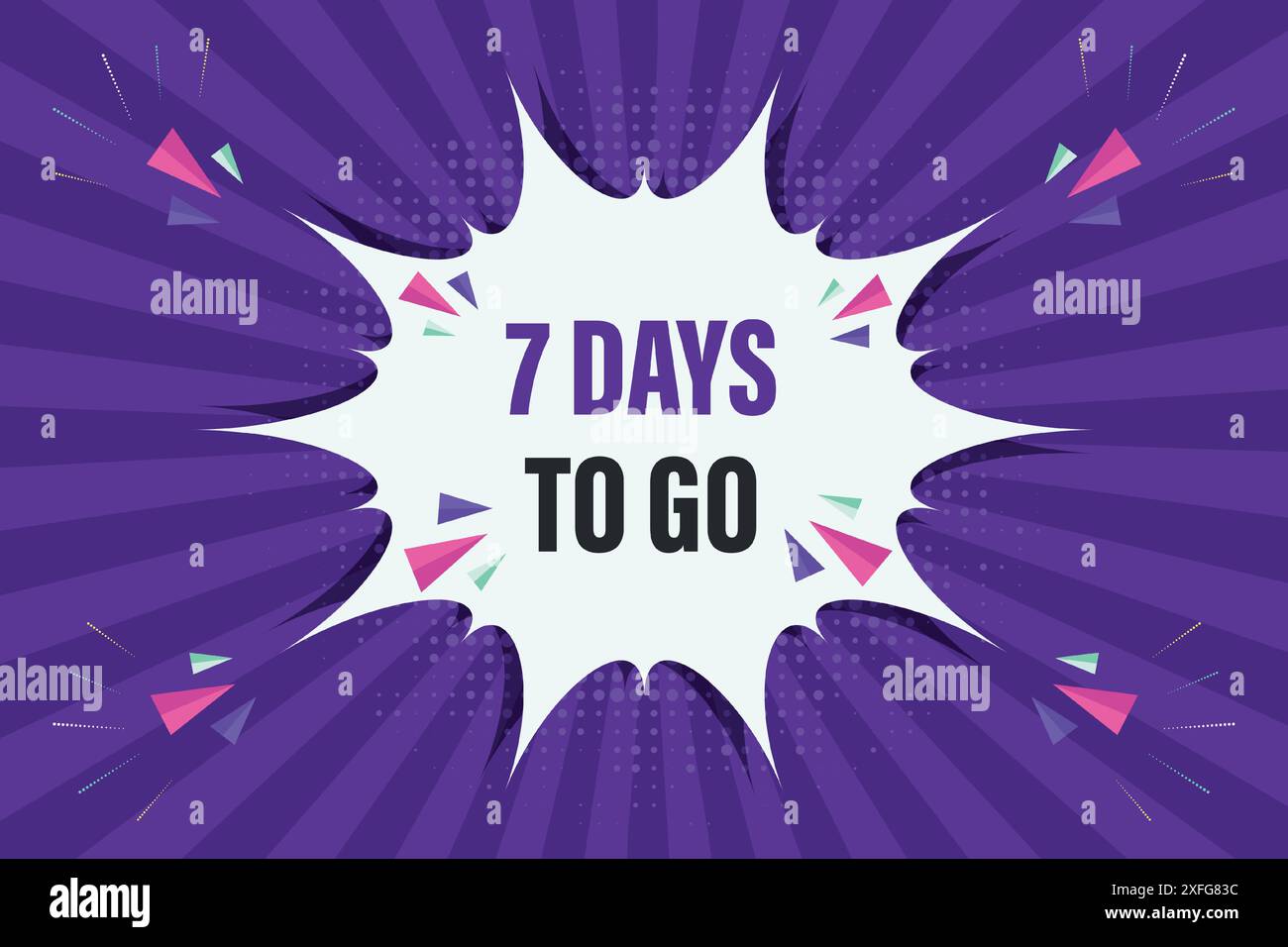 Seven Days To Go Badges and Stickers. 7 Days Countdown left days banner ...