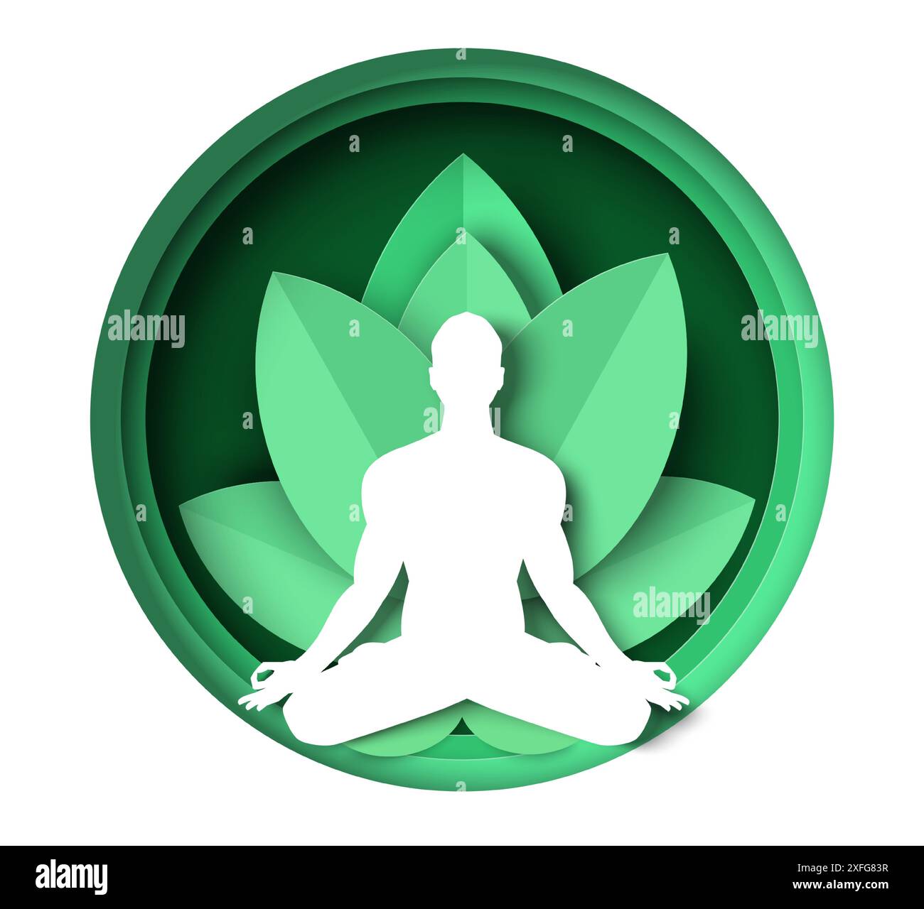 Human silhouette relax in yoga pose papercut vector illustration Stock ...