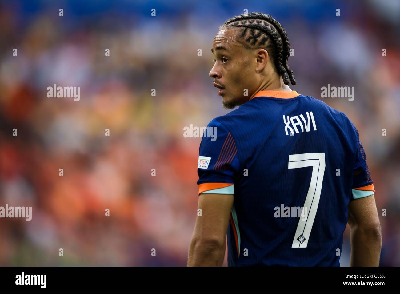 Munich, Germany. 2 July 2024. Xavi Simons of Netherlands looks on ...
