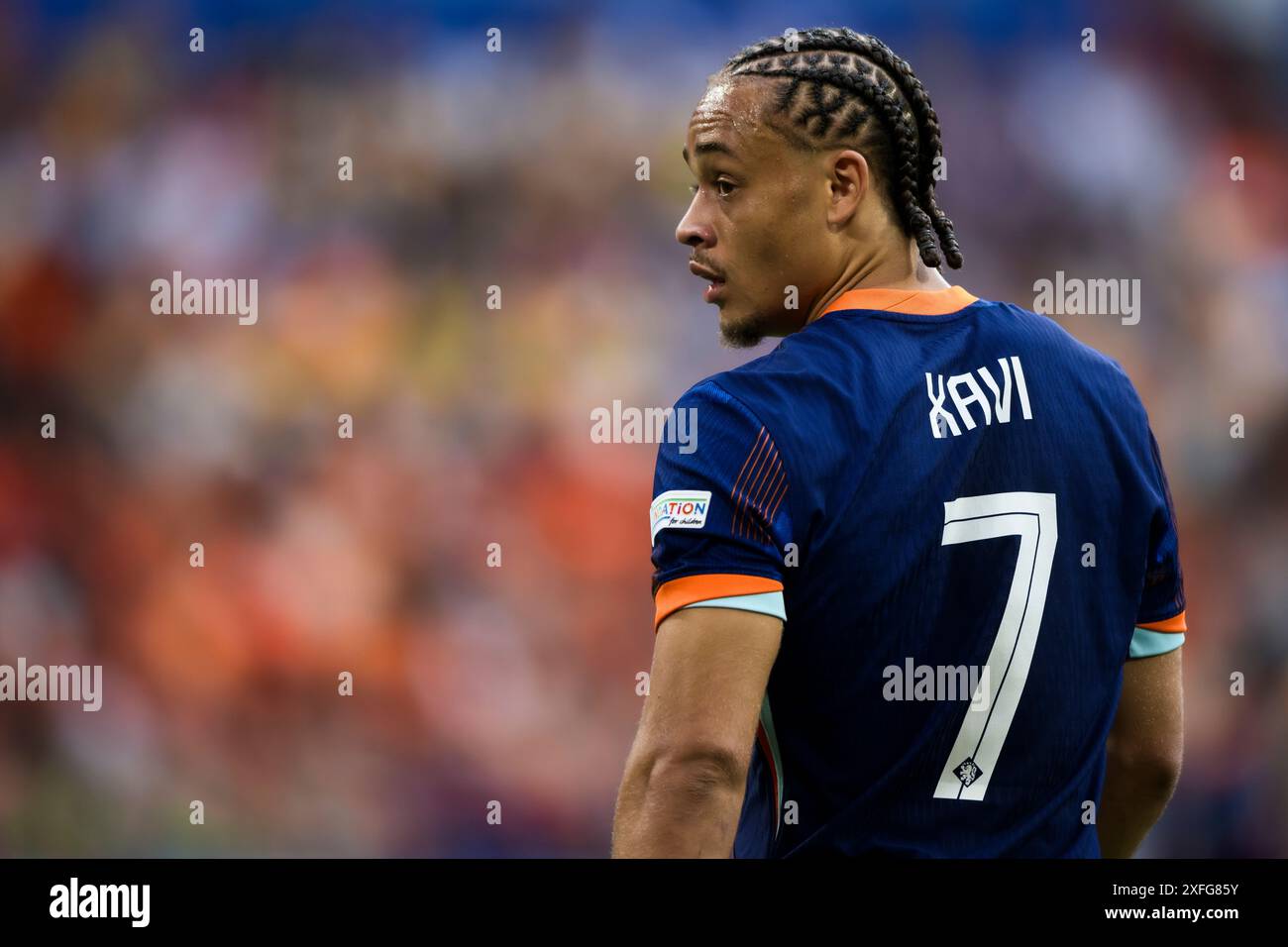 Munich, Germany. 2 July 2024. Xavi Simons of Netherlands looks on ...