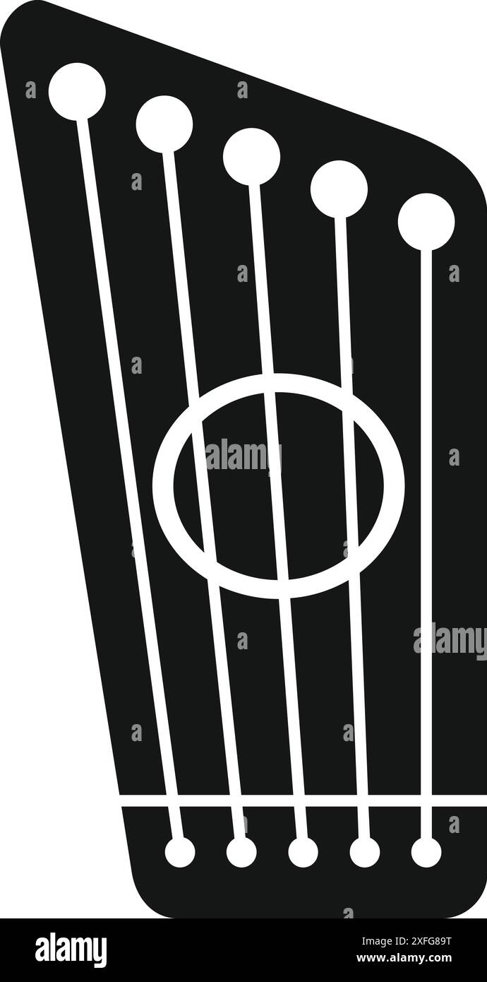 Black and white icon of a gusli, a traditional russian stringed musical ...