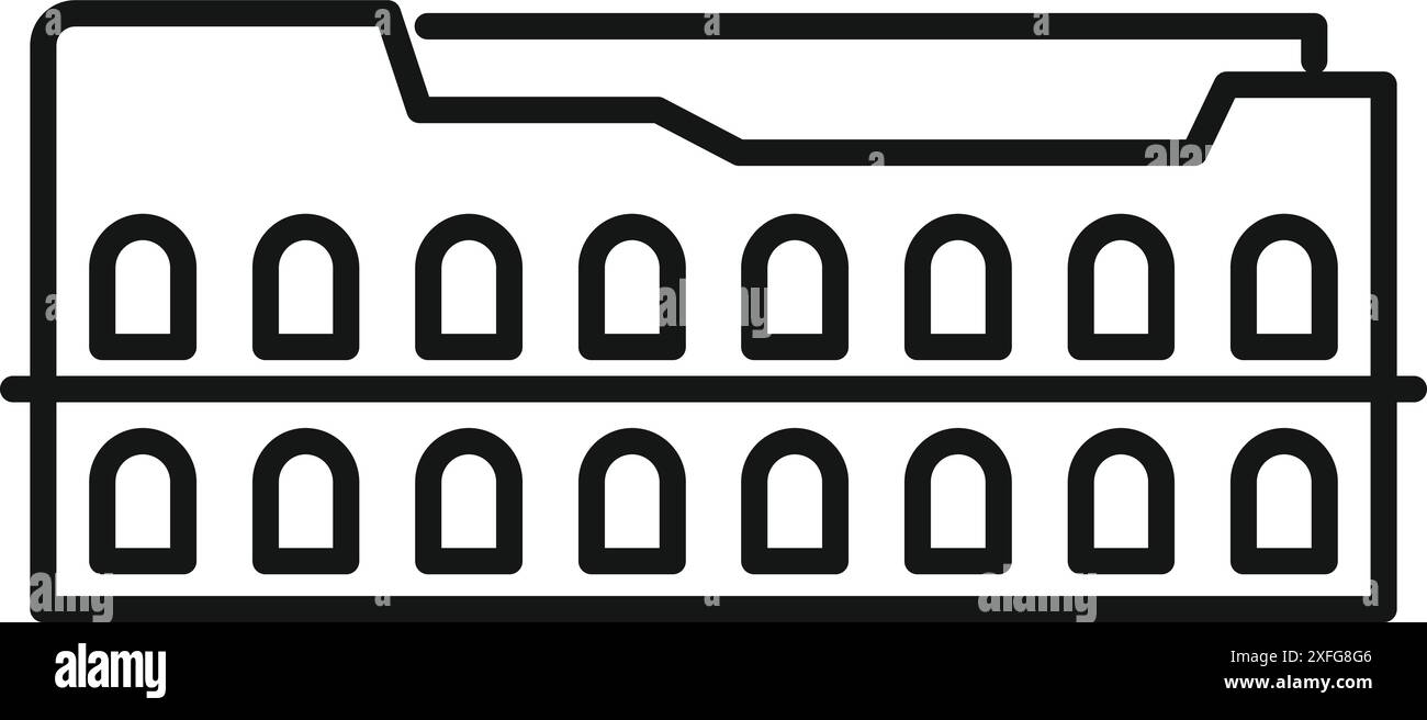 Simple line drawing of the colosseum, an iconic landmark symbolizing ...