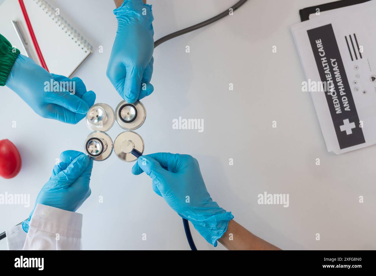 Doctors use stethoscope to listen patient heartbeat to find faults in ...