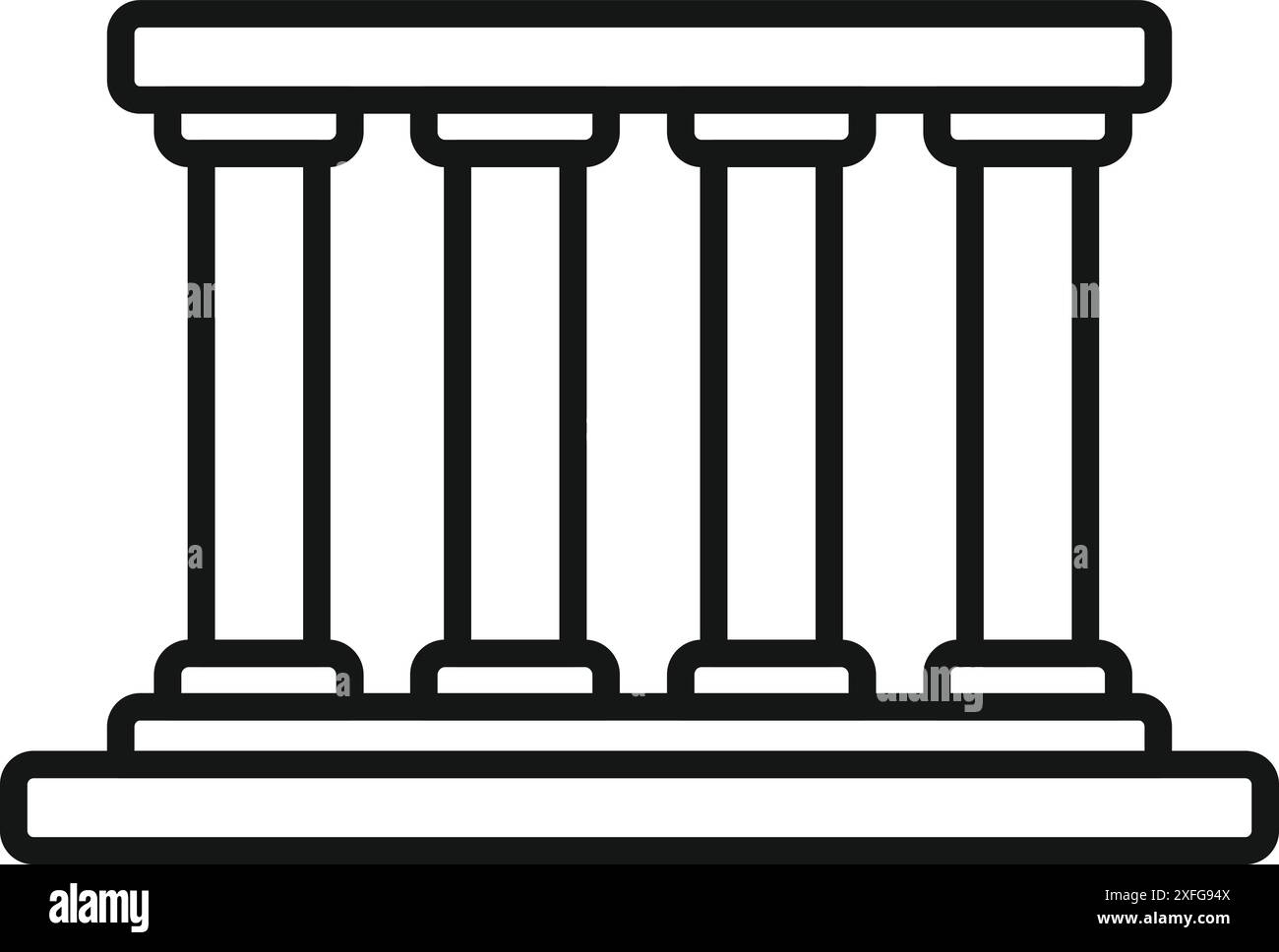 Simple line icon of a building facade with four columns, representing ...