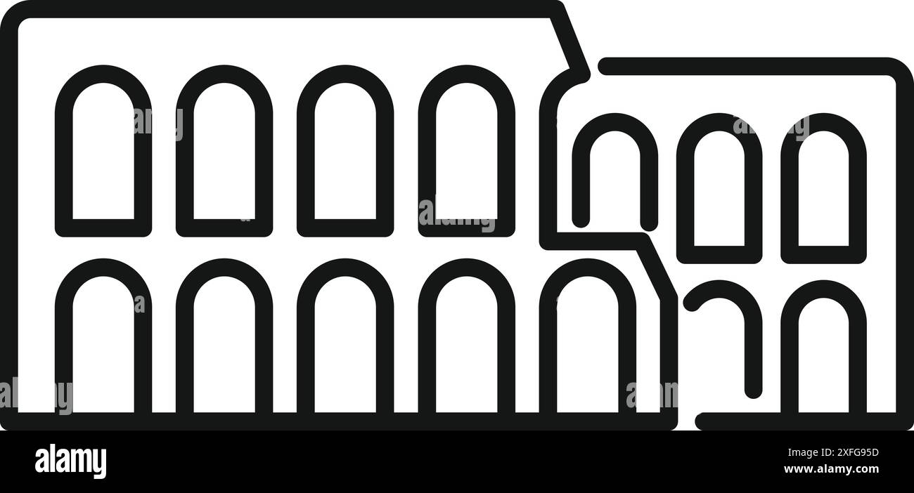 Simple design illustrating an ancient building facade crumbling with ...