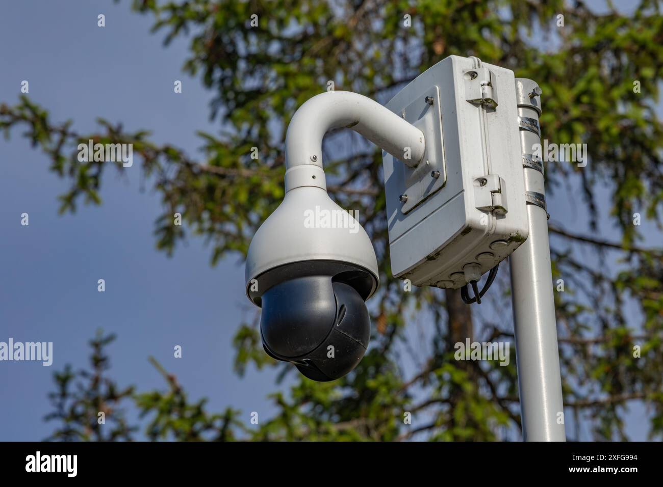 Camera hanging on the wall for video surveillance Stock Photo - Alamy