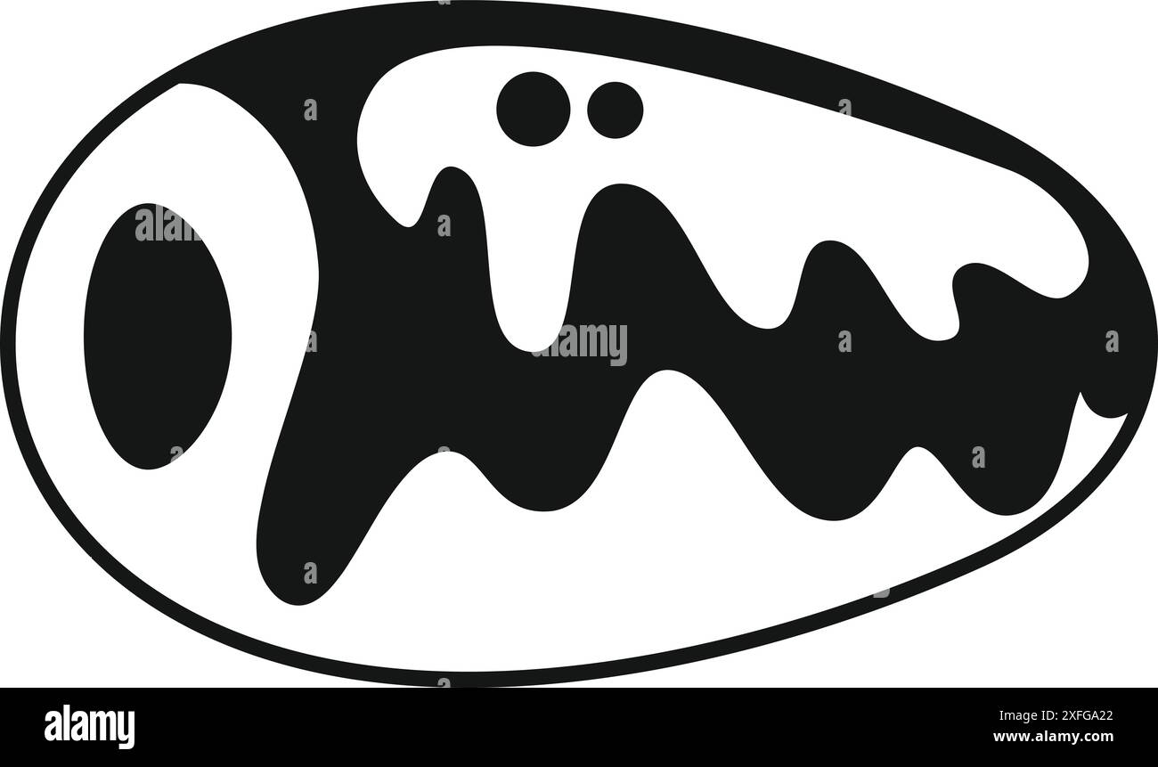 Simple illustration of a mussel with a wavy shell in black and white ...