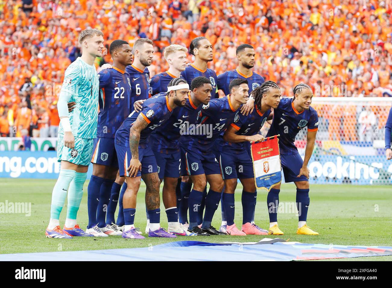 Munich, Germany. 2nd July, 2024. Netherlands team group line-up (NED ...