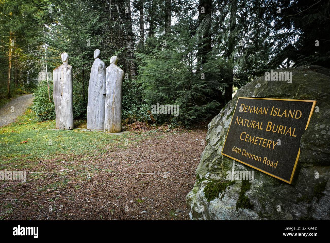 Natural Burial Cemetery, Denman Island, British Columbia, Canada Stock ...