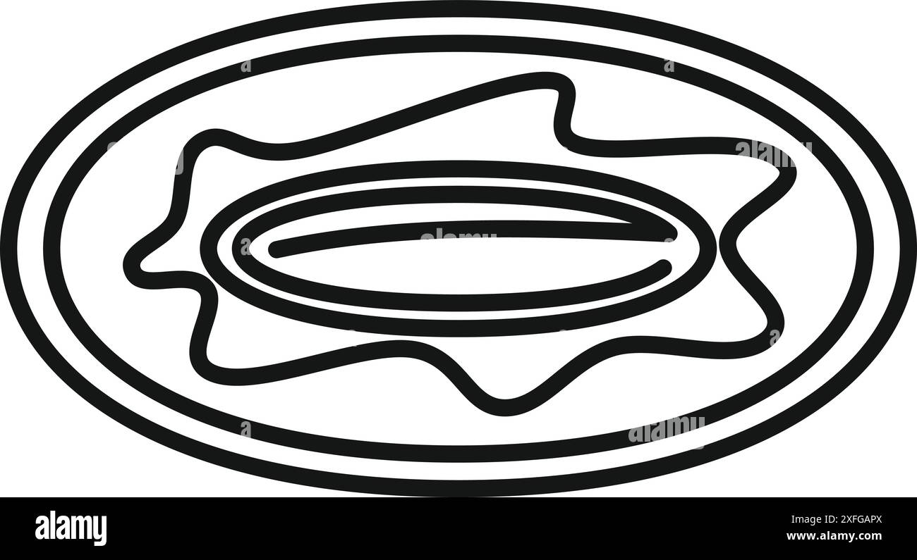 Minimalist line art drawing of a round cake with melted chocolate ...