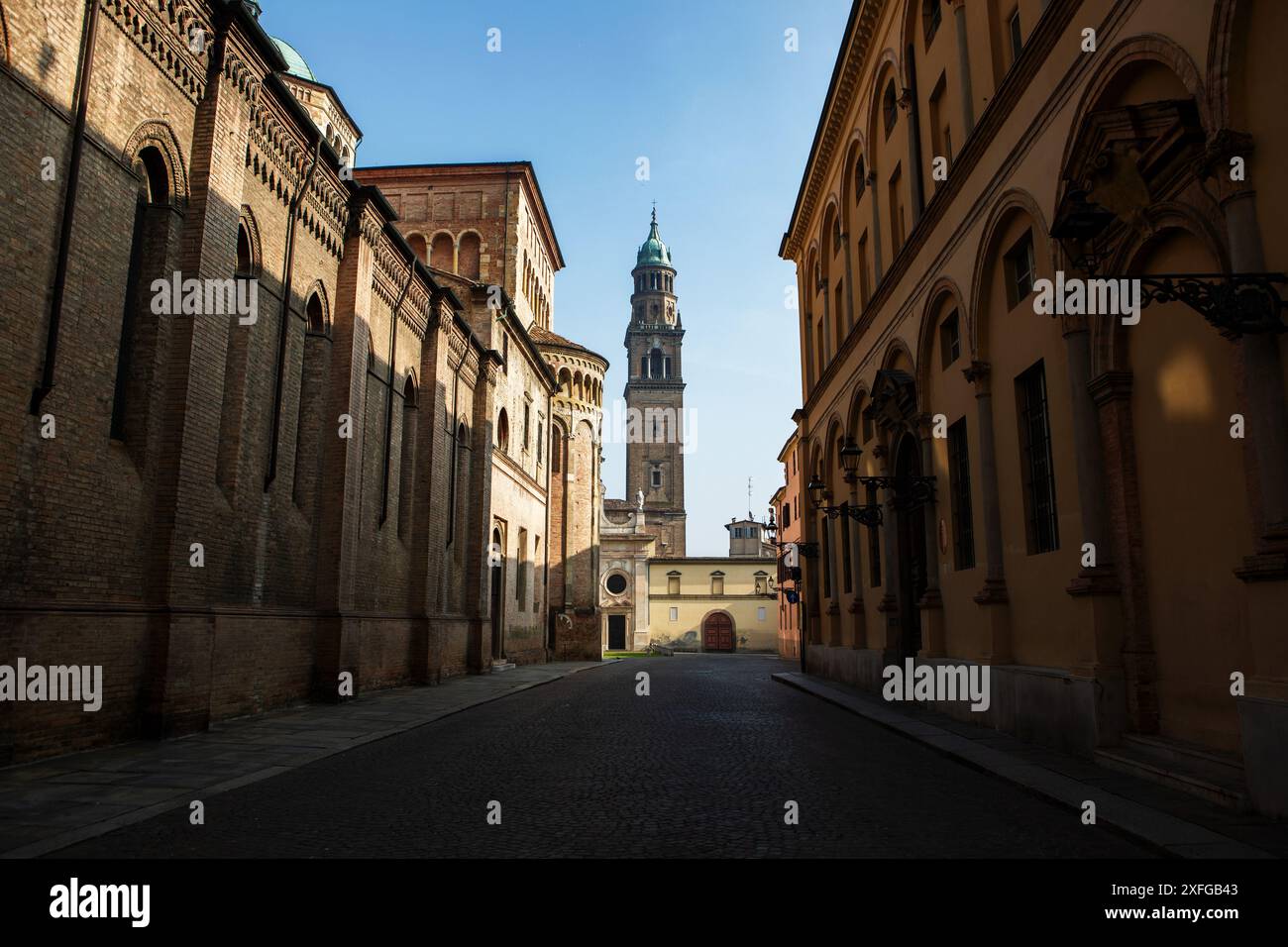Historic Parma street showcasing iconic architectural landmarks Stock ...