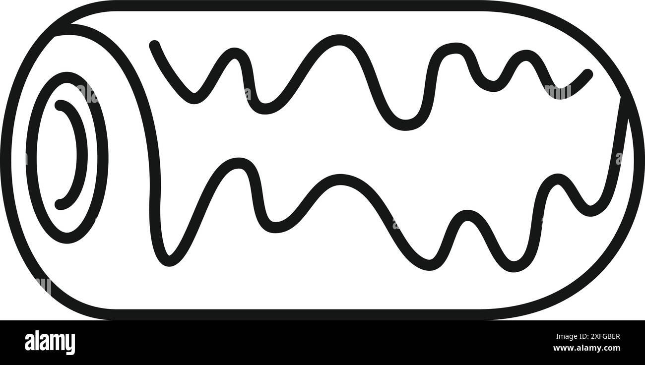 Simple line art icon of a swiss roll cake showing the filling inside ...