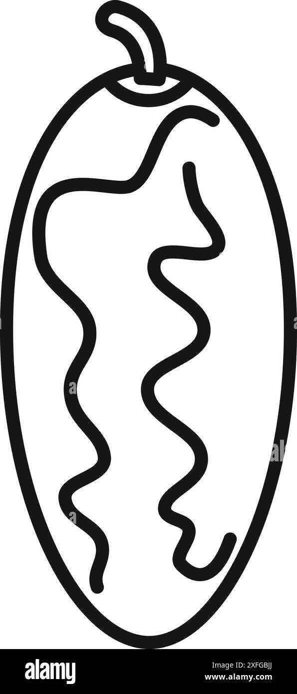 Simple line drawing representing a feijoa fruit, capturing its ...